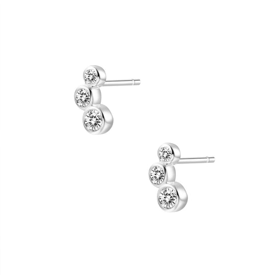 Bellaboho Silver Cubic Zirconia Crawling Stud Silver Earrings – BELLABOHO